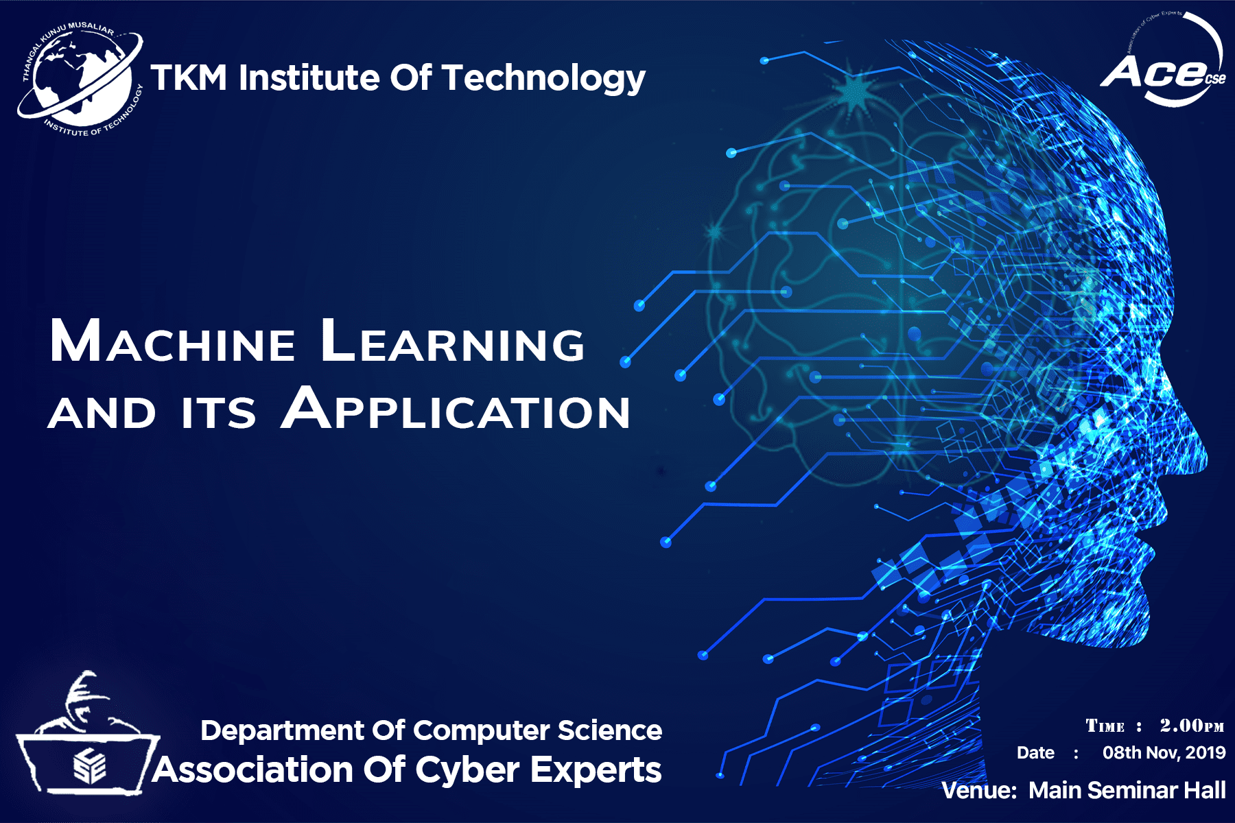 Seminar On Machine Learning And Its Applications Ace Tkm Institute